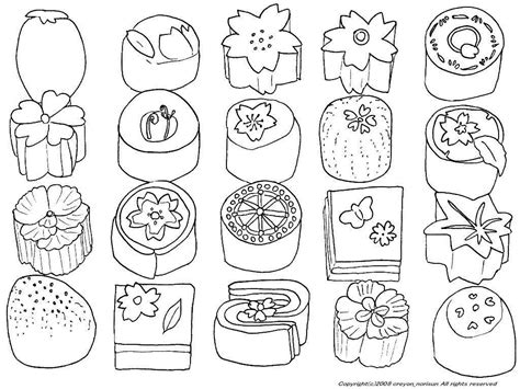 雛菓子の下絵ーひな祭りのぬりえ Food Coloring Pages Pattern Coloring Pages Coloring