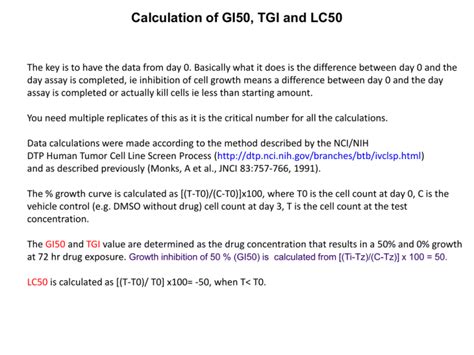 Gi50 Tgi Lc50 Calculation Protocol