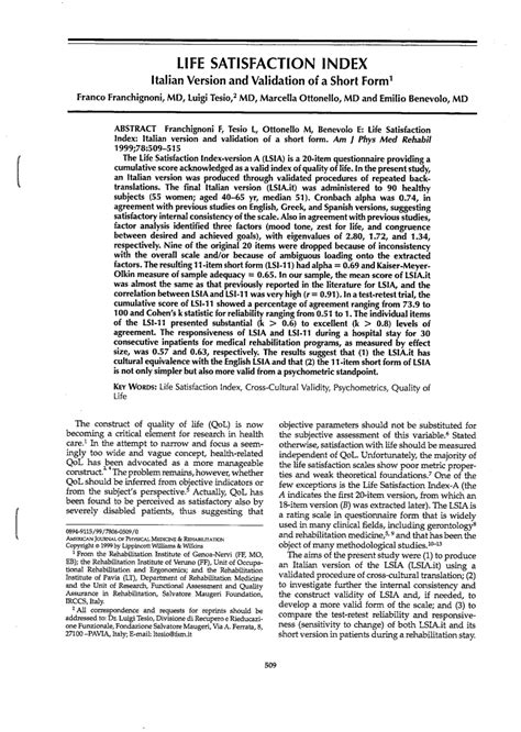 PDF LIFE SATISFACTION INDEX