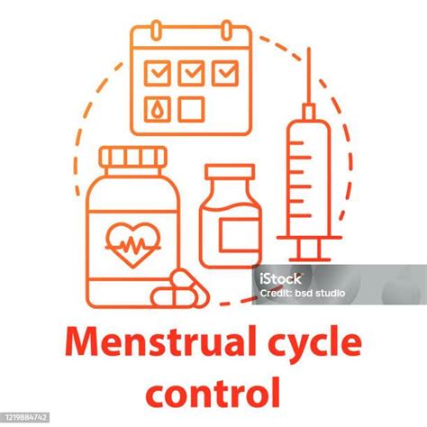 생리 주기 제어 빨간색 그라데이션 개념 아이콘 호르몬 치료 아이디어 얇은 라인 그림입니다 여성 건강 관리 여성 생식 기관 불임