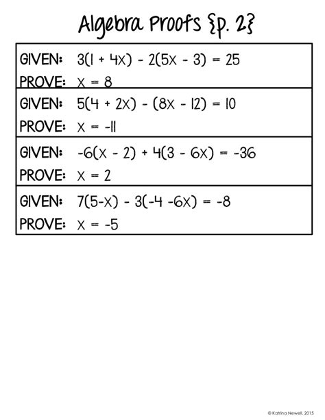 Algebra Proofs Book Mrs Newells Math
