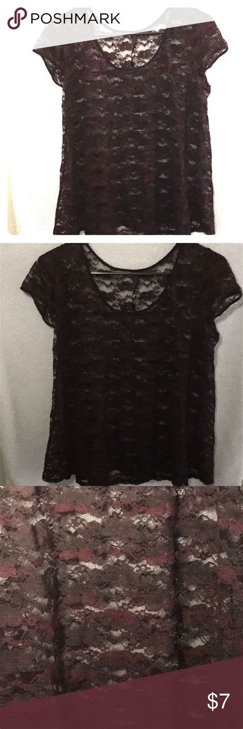 Jessica Simpson Sheer Floral Blouse Black Pink Sheer Top