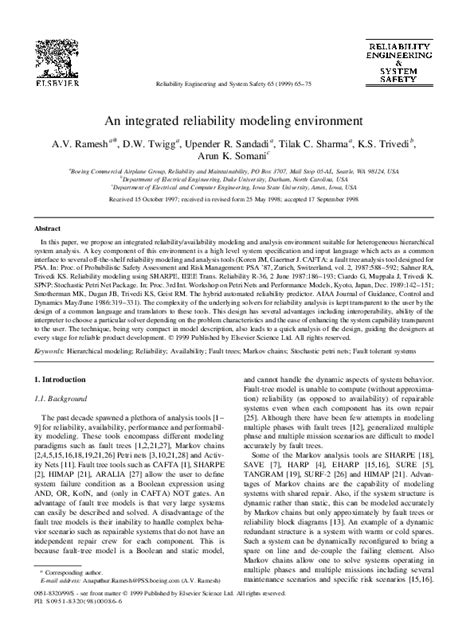 Pdf An Integrated Reliability Modeling Environment Kishor S Trivedi