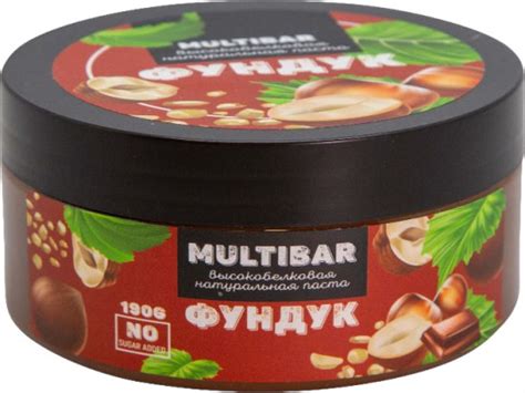 Паста шоколадная высокобелковая без сахара с фундуком — Multibar