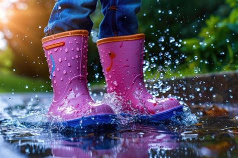 Premium Photo Puddles And Splash With Rain Boots Professional Photography