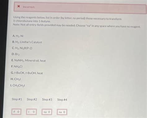 Solved Using The Reagents Below List In Order By Letter Chegg