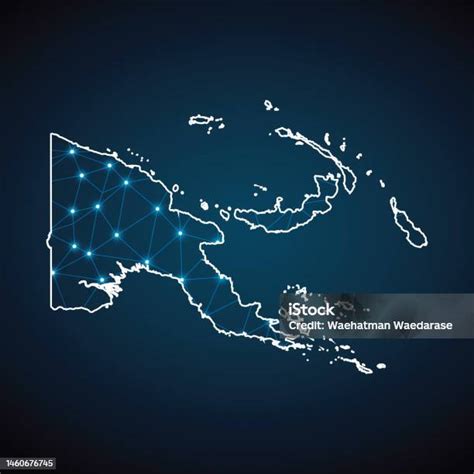 다각형 와이어 프레임 낮은 폴리 메쉬에서 파푸아 뉴기니의지도 0명에 대한 스톡 벡터 아트 및 기타 이미지 0명 3차원 형태 가리키기 Istock