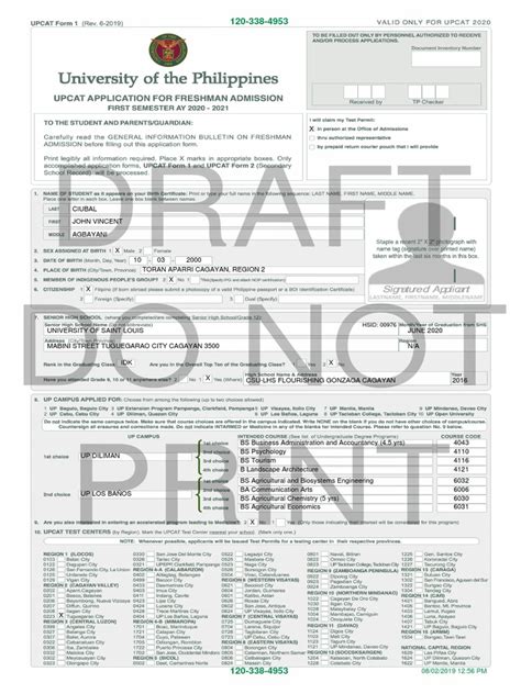 Upcat Form Pdf Academia