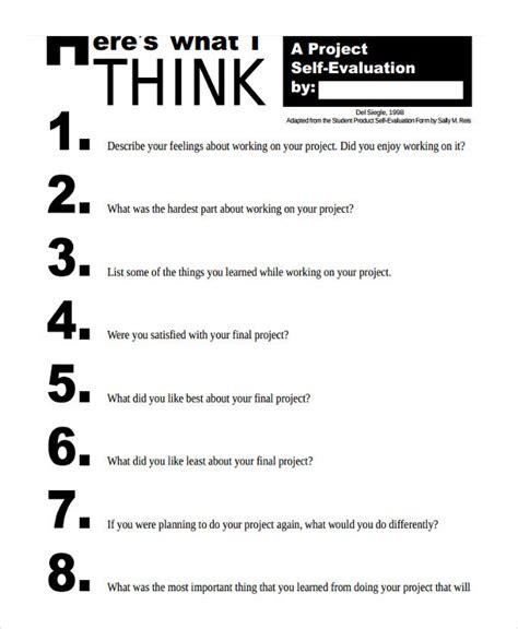 Free 23 Sample Self Evaluation Forms In Pdf Ms Word Excel