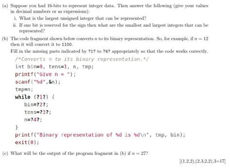 Solved A Suppose You Had Bits To Represent Integer Chegg