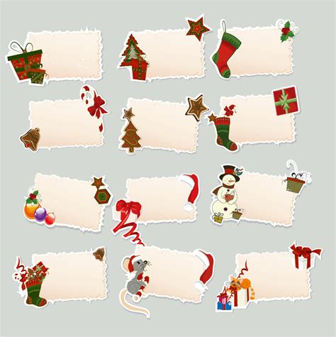Bezierinfoベジェインフォ クリスマスカード テンプレート Cartoon Christmas Elements Label イラスト素材