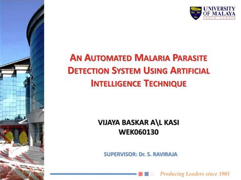 Ppt An Automated Malaria Parasite Detection System Using Artificial