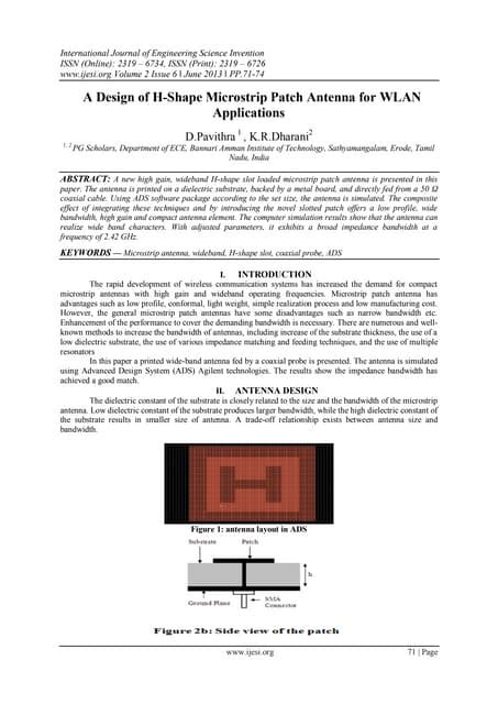 Design Of Circular Patch With Double C Shaped Slot Microstrip Antenna