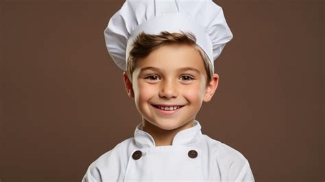 Premium Photo Little Boy In A Chef Costume On Isolated Beige Background