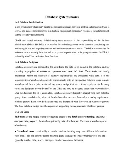 Database Systems Basics Pdf