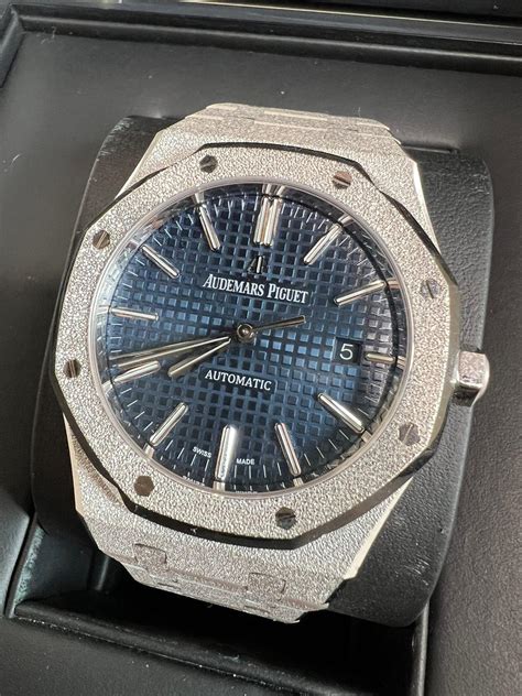 Audemars Piguet Royal Oak 41mm Frosted Blue Dial White Gold Watch 15410bc For Sale At 1stdibs