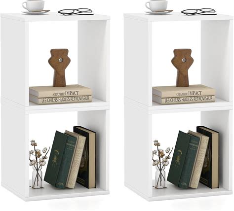 4 Stackable Bookshelf Cubes Cubical Storage Organizer With 4 Removable
