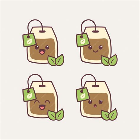 Premium Vector Cute Tea Bag Set Icon Vector Illustration