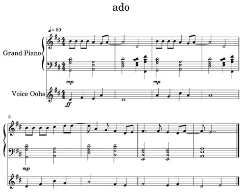 Ado Sheet Music For Piano Voice Oohs