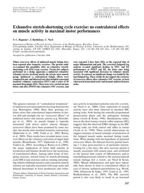 Exhaustive Stretch Shortening Cycle Exercise No Contralateral Effects