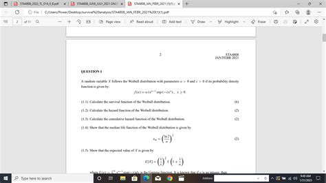 Solved A Random Variable X Follows The Weibull Distribution