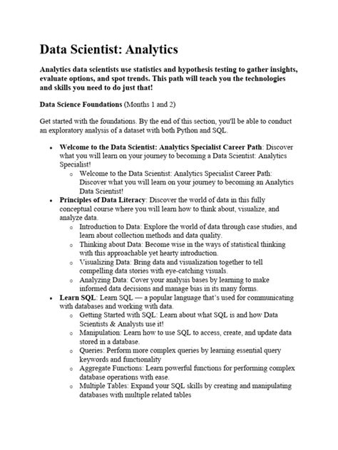 Data Scientist Analyitcs Syllabus Tech Transition Pdf Statistics