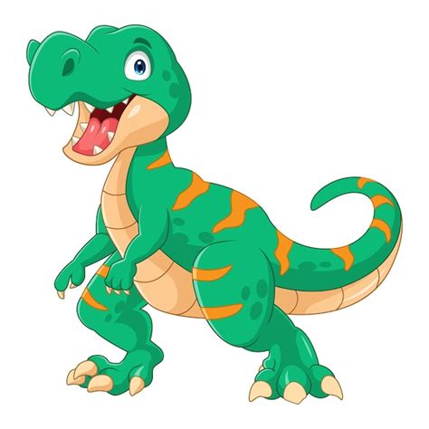 Dibujos Animados Divertidos De Tiranosaurio Rex Sobre Un Fondo Blanco