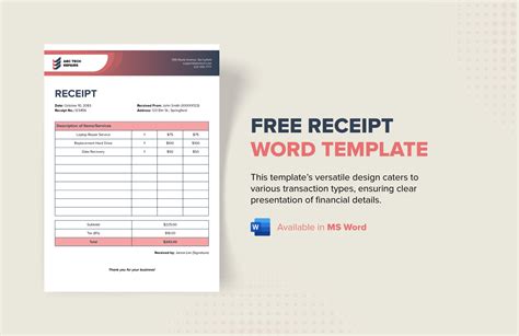 Receipt Word Template In Word Download