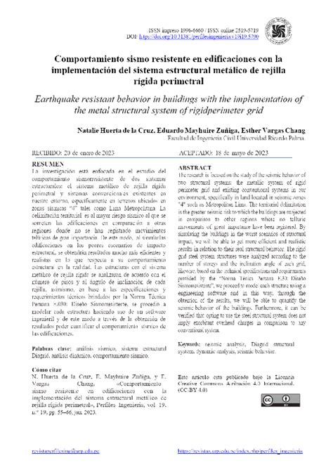Pdf Comportamiento Sismorresistente En Edificaciones Con La Implementación Del Sistema