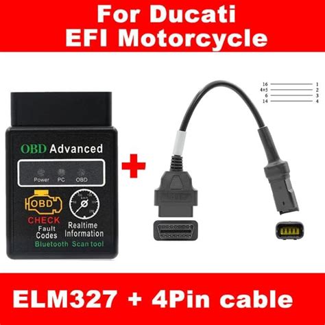 Elm327 V15 Con Cables Obd 2 De Motocicleta Para Ducati Mini Escáner