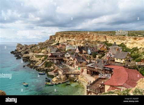 Mellieha Malta February 12th 2022 On The Shore Of Anchor Bay Is The
