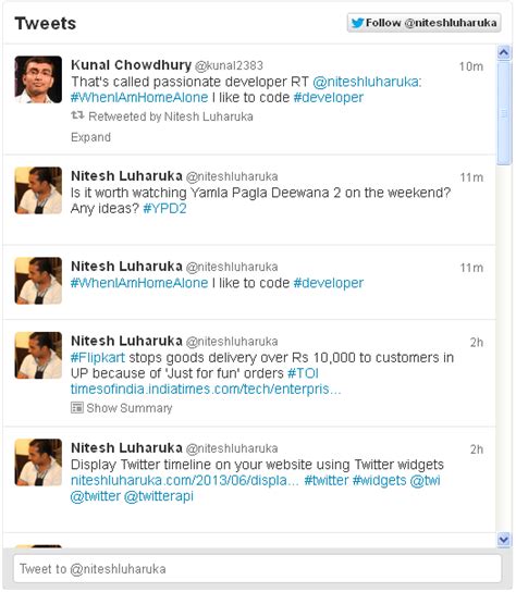 How To Customize Embedded Timeline Created From Twitter Widgets Nitesh Kejriwal
