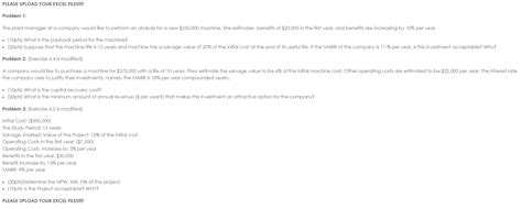 Solved Please Upload Your Excel Files Problem 1 The