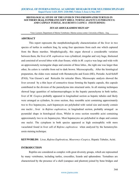 Pdf Histological Study Of The Liver In Two Freshwater Turtles In