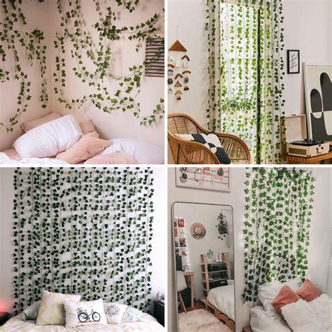 HATOKU Pack Fake Ivy Garland Fake Vines Artificial Ivy Fake Leaves Greenery Hanging Plants