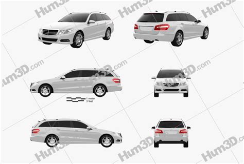 Mercedes Benz E Class Estate 2010 Blueprint Template 3dmodels