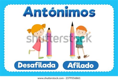 Illustrated Card Spanish Depicting Antonyms Sharp Stock Vector Royalty