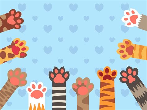 Cat Paws Cute Kitten Paw Cats Claws And Funny Domestic Pets Vector B