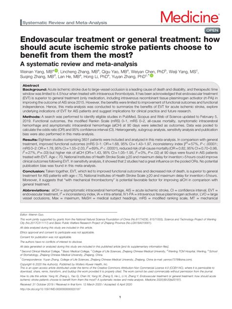 Pdf Endovascular Treatment Or General Treatment How Should Acute