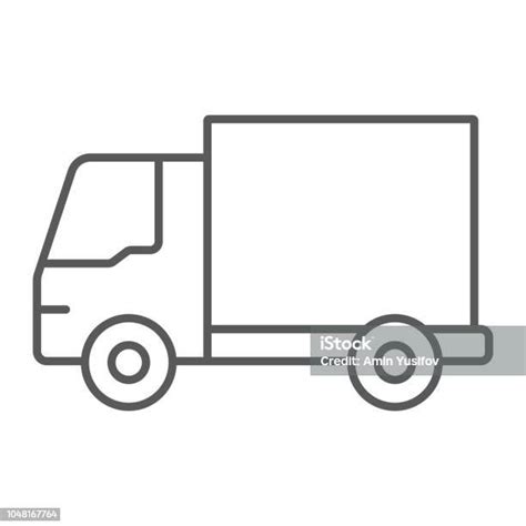送貨卡車細線圖示 交通和車輛 麵包車標誌 向量圖形 一個線性模式在白色背景向量圖形及更多10號圖片 10號 一個物體 互聯網 Istock