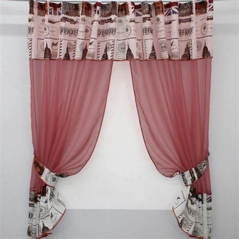 Комплект штор з ламбрекеном на кухню шифон льон 300х170 см Кораловий 085к • Краща ціна в Києві