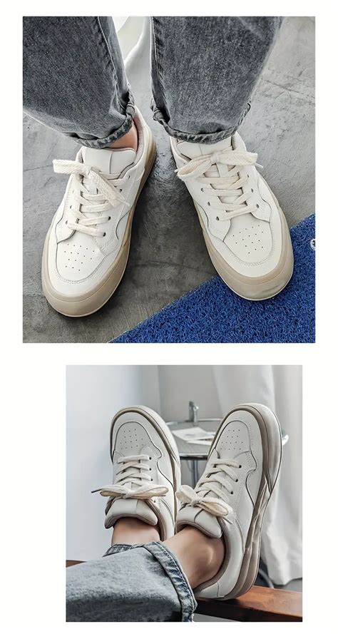 남성용 트렌디한 단색 스케이트화 마이크로파이버 가죽 갑피 내마모성이 뛰어나고 미끄럼 방지 가능한 레이스업 다용도 스니커즈