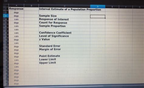 8 Using Excel Constructing An Interval Estimate