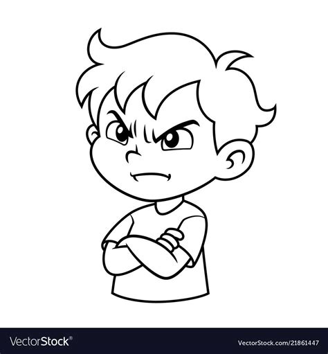Angry Boy Expression Vector Image On Vectorstock Adult Coloring Pages