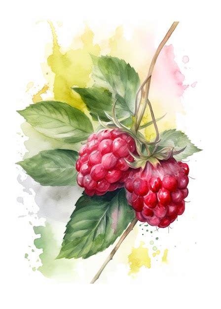 Premium Photo Raspberry On A Branch With Green Leaves
