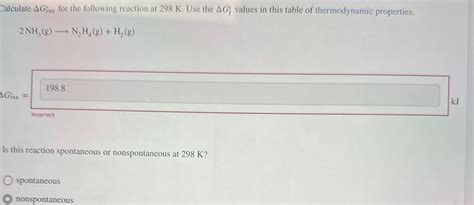 Solved Calculate ΔGrxn for the following reaction at 298K Chegg