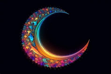 Premium Ai Image A Colorful Moon With A Black Background