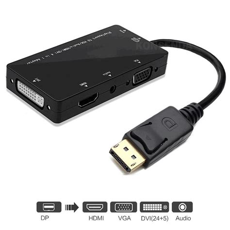 Konsenda Displayport Dp Male To Dvi Hdmi Vga Audio Grandado