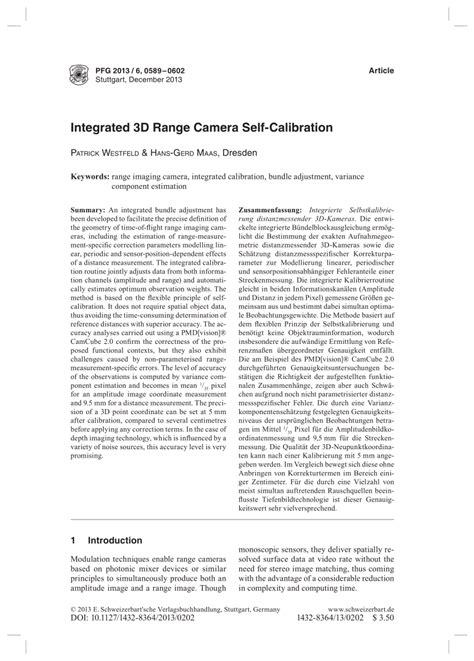 Pdf Integrated 3d Range Camera Self Calibration