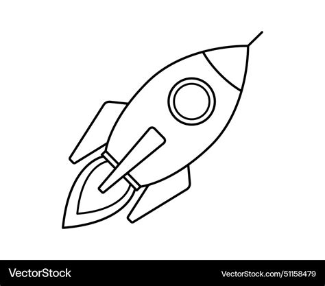 Rocket Line Icon Spaceship Outline Cartoon Vector Image Rocket Line Icon Spaceship Outline Cartoon Vector Image